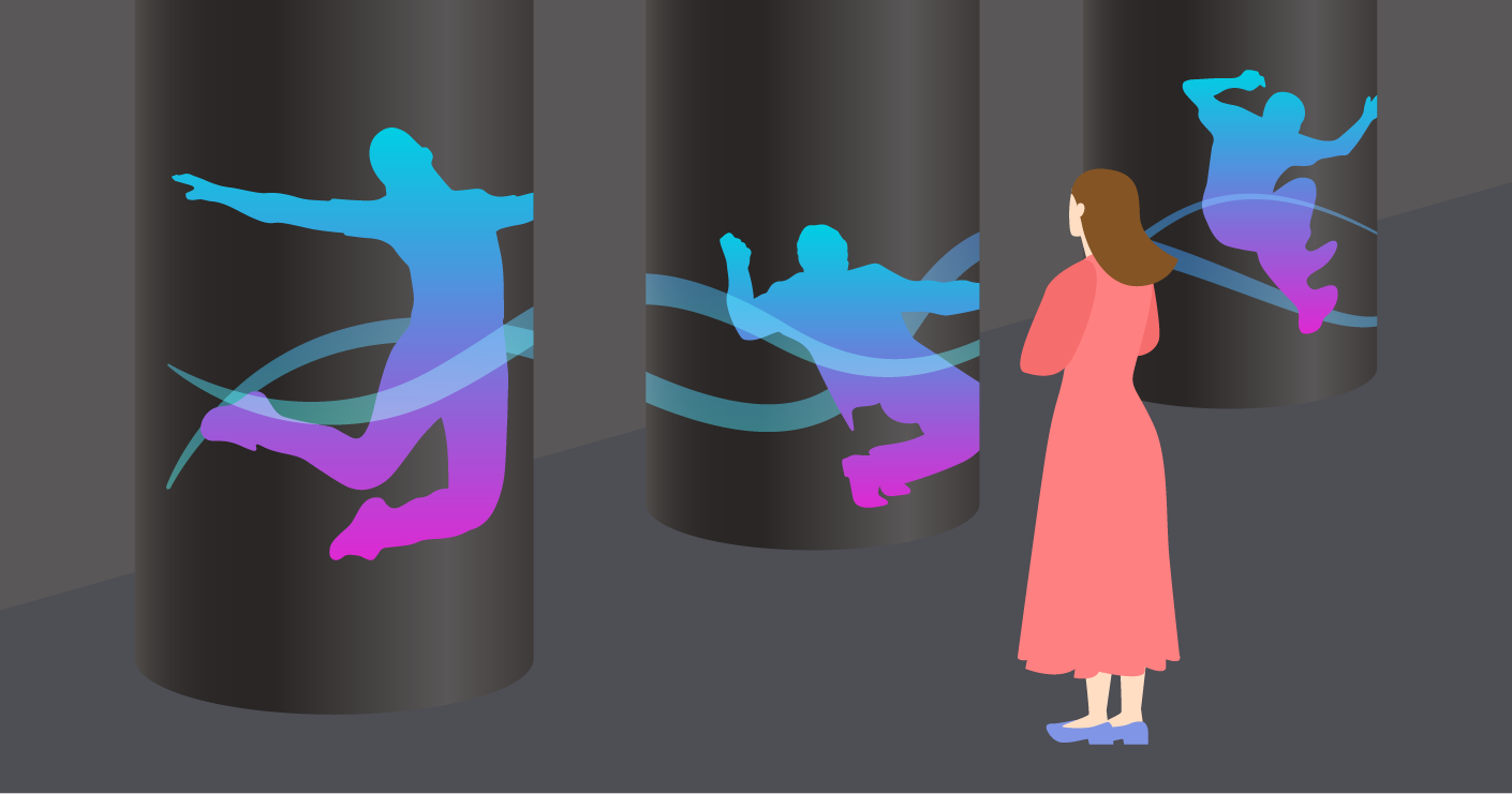 鏡の柱から映像が浮かび上がる、魅力的で特殊な空間演出 | INTELUX | サウンドビジョン